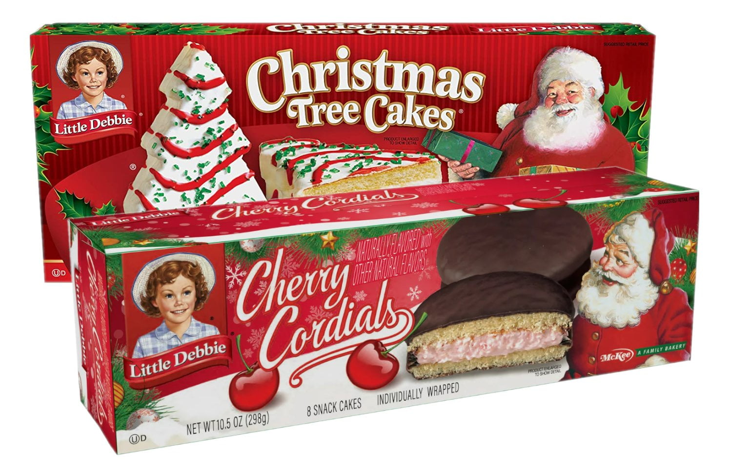 Little Debbie Vanilla Christmas Tree Cakes and Cherry Cordials Holiday ...