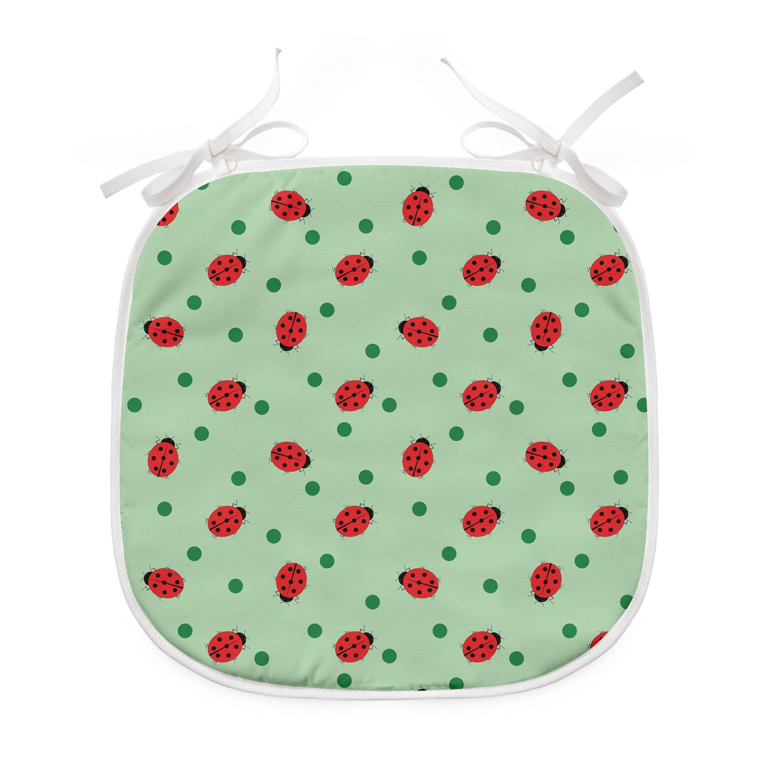 Ladybugs Dining Chair Pad, Traditional Polka Dots Background Abstract ...