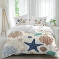 4 Piece Duvet Cover Set Queen, Coastal Beach Starfish Corals Soft ...