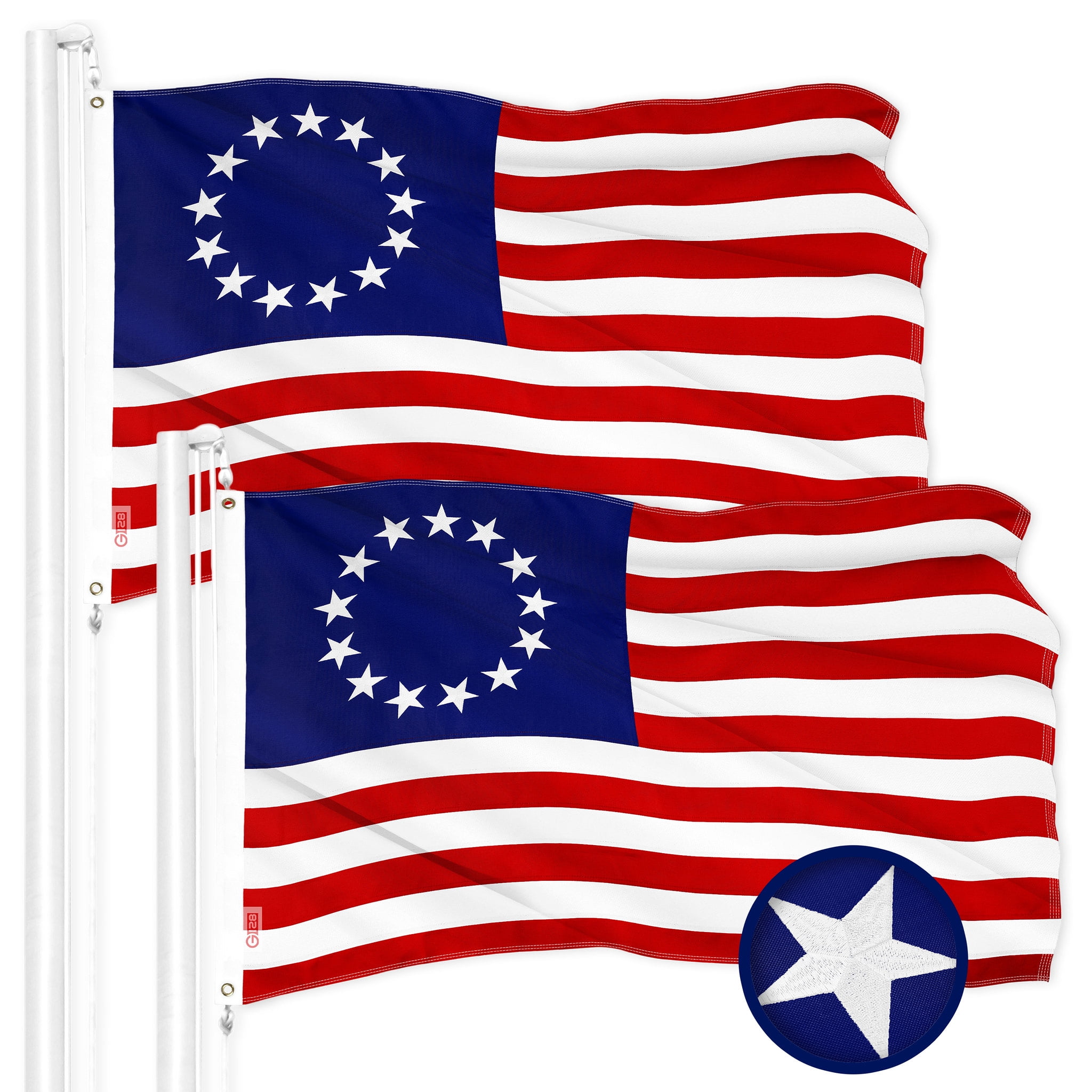 G128 2 Pack: Betsy Ross Flag | 3x5 Ft | ToughWeave Series Embroidered ...