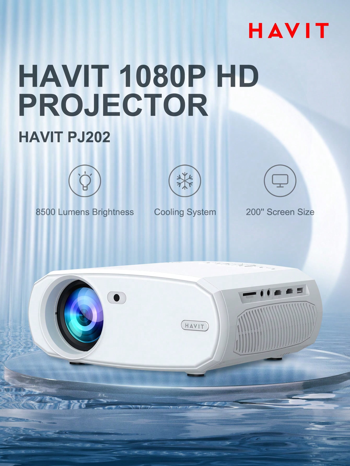 HAVIT PJ202 1080P HD Projector, 15000lumens Home Theater Video ...