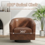 DREAMSIDEA PU Leather Swivel Barrel Club Chair, Modern Accent Chairs ...