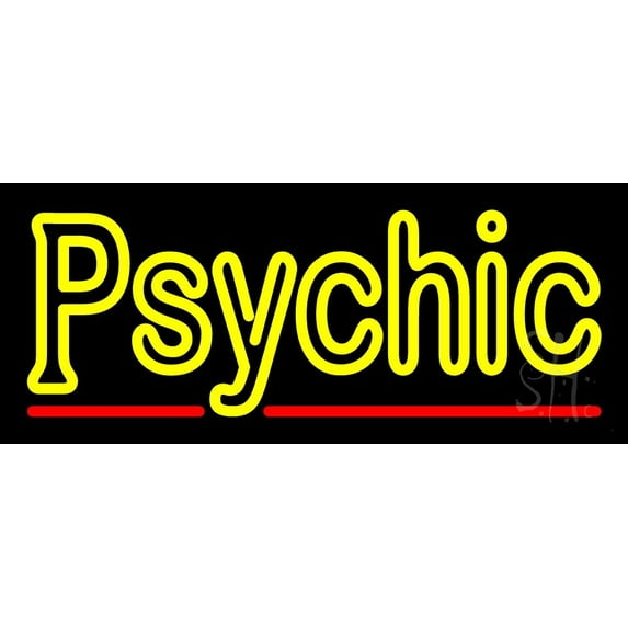 Yellow Double Stroke Psychic LED Neon Sign 6" Tall x 15" Wide - inches ...