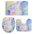 Blue Purple Oil Painting Bathroom Rugs Set Abstarct Gradient Dark Blue ...