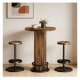 Bar Table Set - Round Bistro Table with 2 Stools, Industrial Farmhouse ...