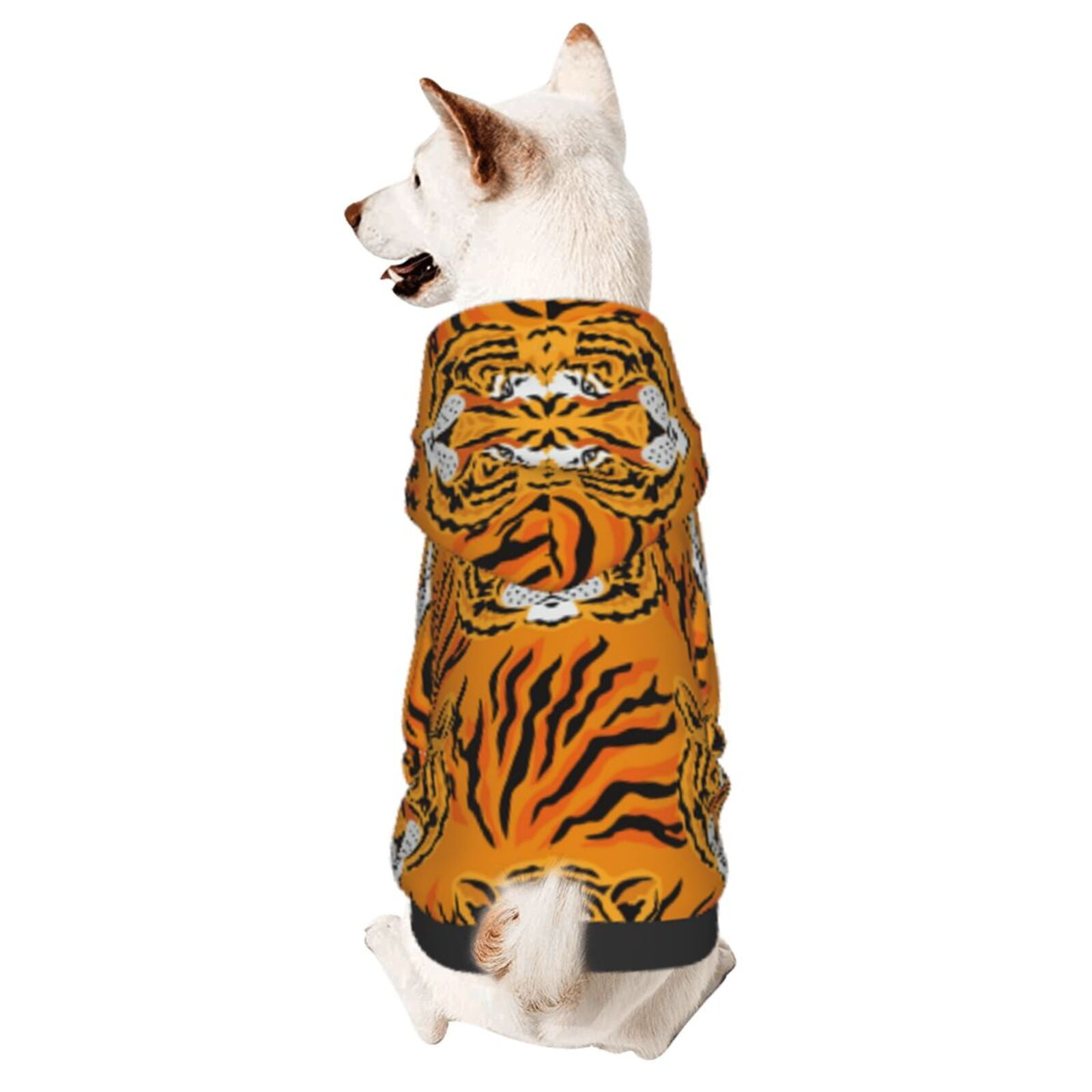 Lsque Tiger Pattern Small Dog Sweater Hoodies Pet Grey Hooded Soft ...