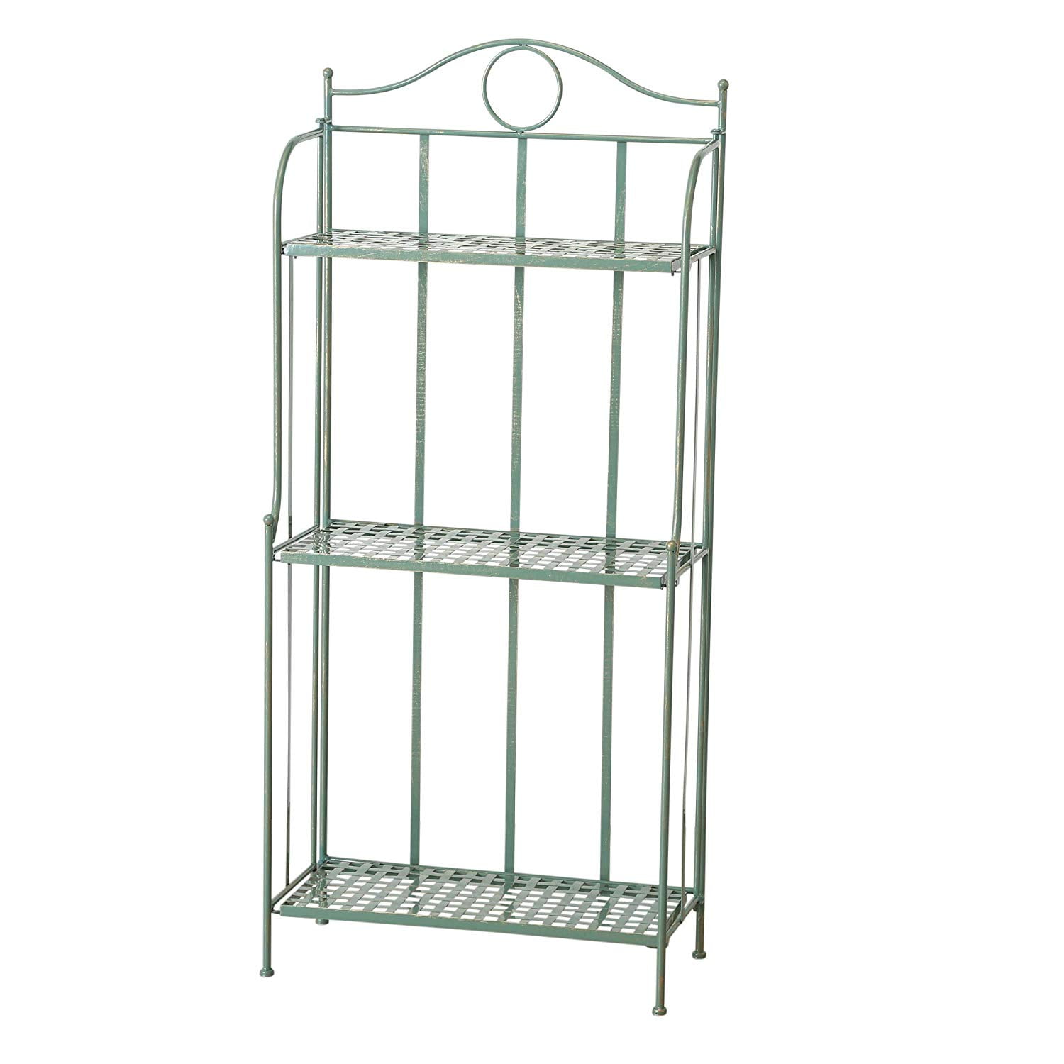 Charlton Street Bakers Rack, 3 Shelves, Rustic Green with Terracotta ...
