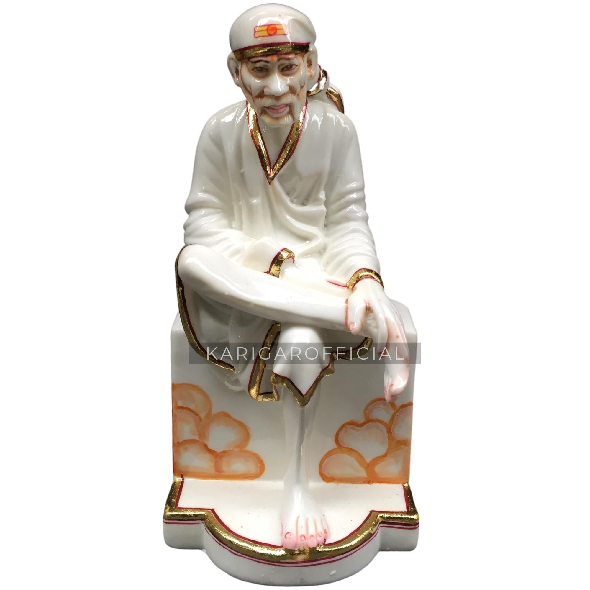 Sai baba Statue, White Marble Satya Sai Murti, Large 9 inches Sai baba ...