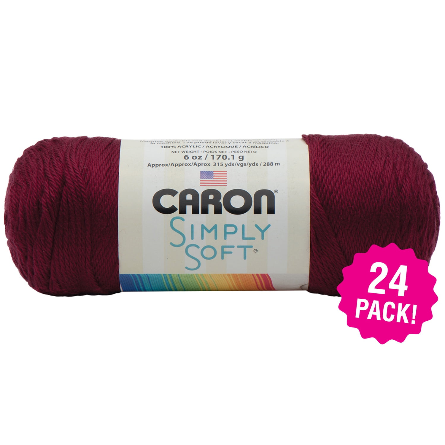 Caron Simply Soft Solids Yarn - Burgundy, Multipack of 24 - Walmart.com