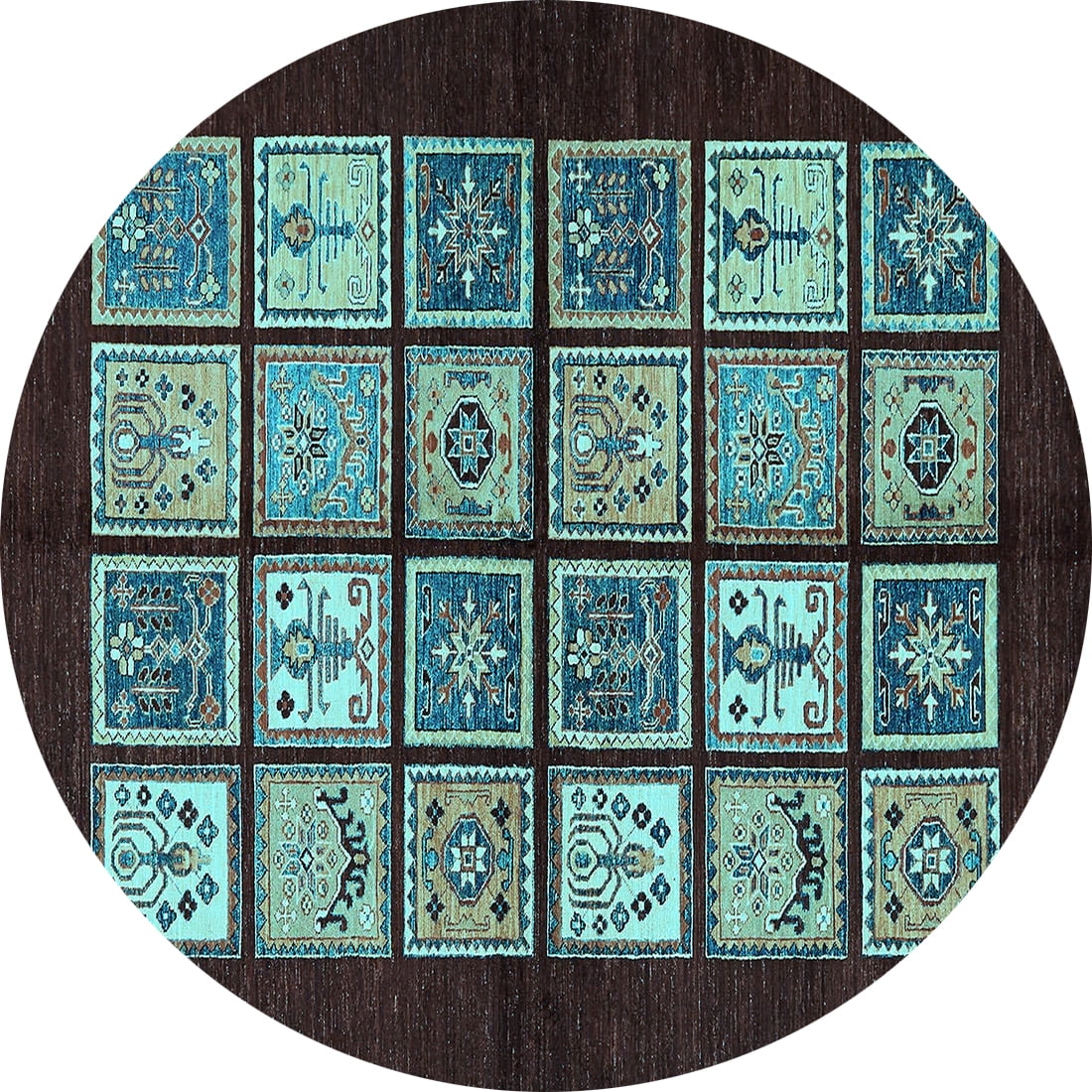 Ahgly Company Indoor Round Oriental Light Blue Modern Area Rugs, 8 ...