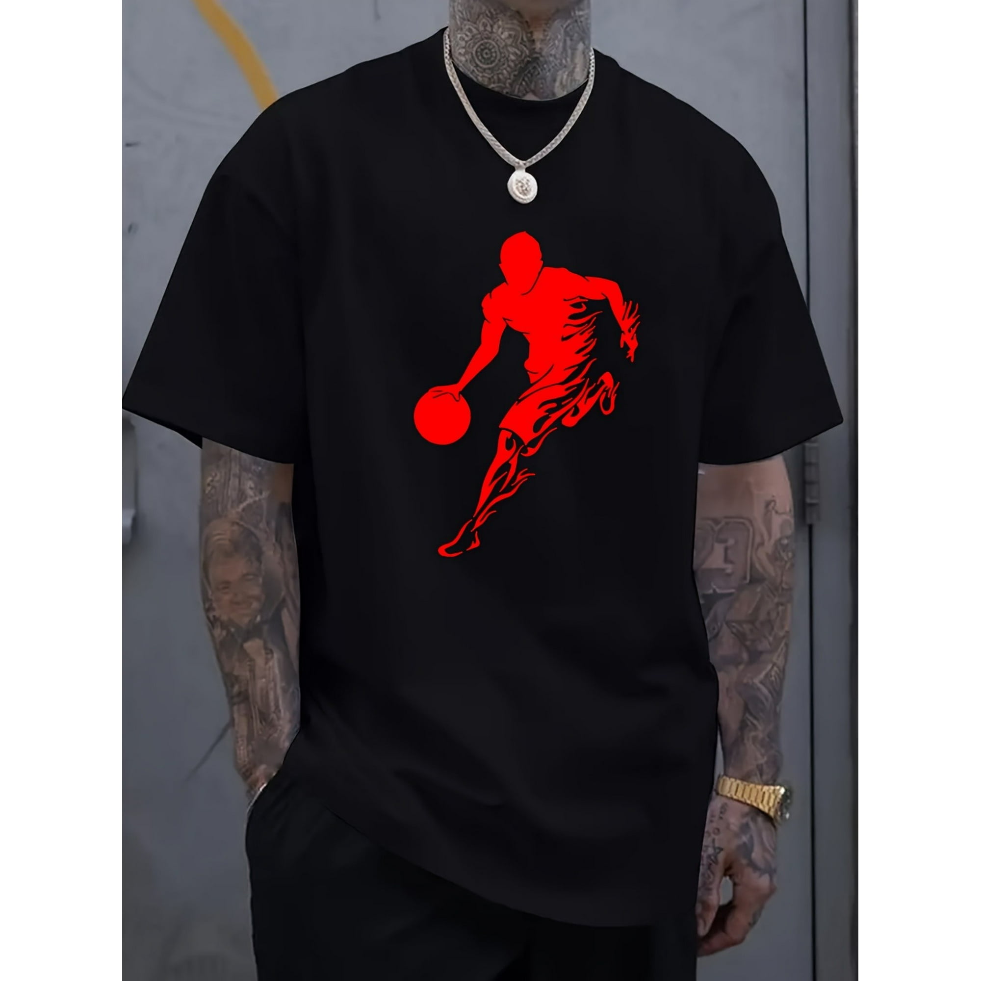 Click here for Generic Mens Basketball Silhouette Printed T-Shirt... prices