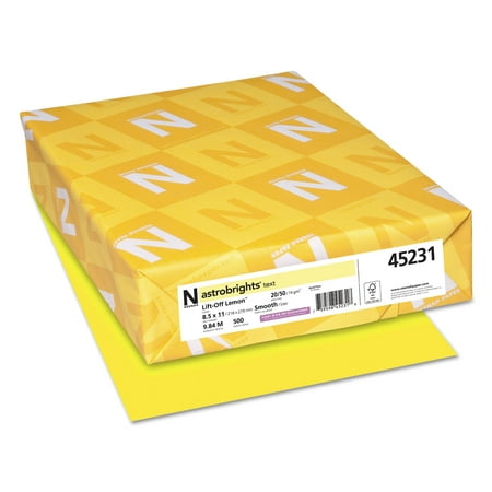 20lb Color Paper, 20 lb Bond Weight, 8.5 x 11, Lift-Off Lemon, 500/Ream ...