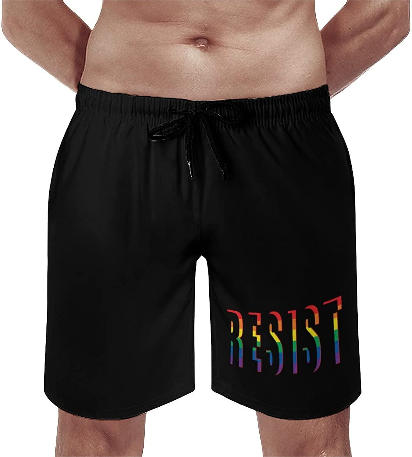 Men's Rainbow Resist Swim Trunks Quick Dry Swim Shorts Bathing Suit Beach Swim Board Shorts with ...