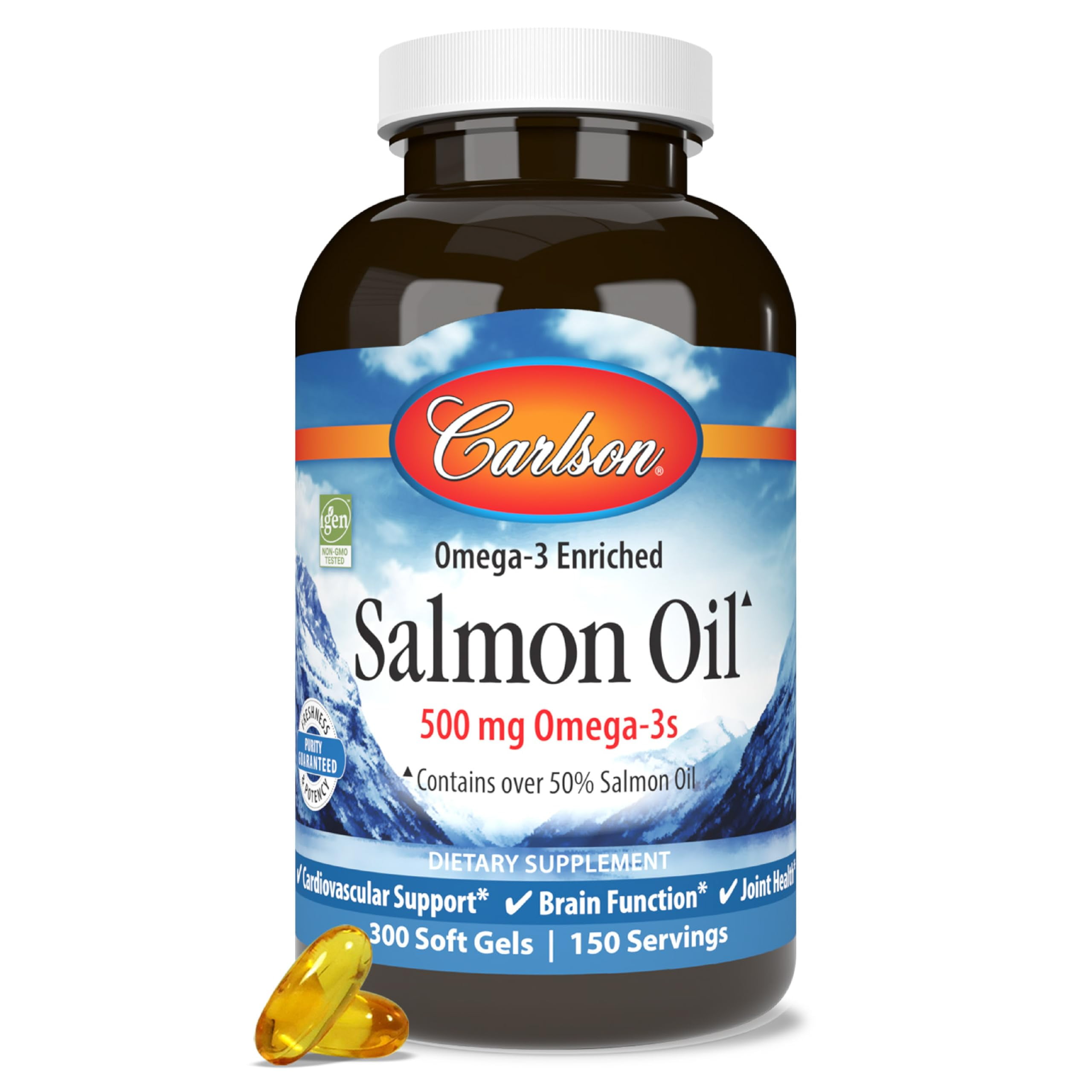 Suplemento de aceite de salmón Carlson 500 mg de omega-3 300 cápsulas ...