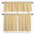 Classic Yellow White Grid Curtain Tier and Valance Set 3 Piece ...