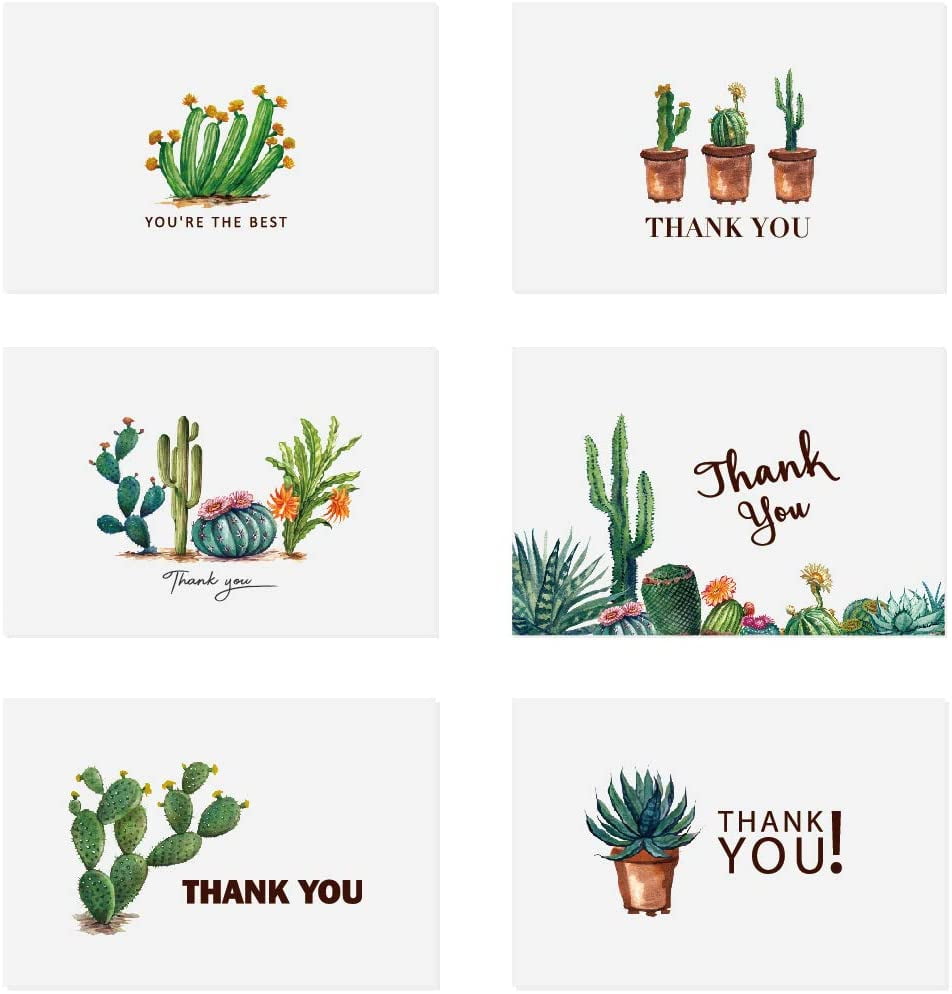 Templates Paper ASPEN|Cactus Thank You Cards Editable Thank You Card ...