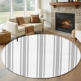5ft Round Rug Grey Striped Area Rugs for Living Room Bedroom Washable ...