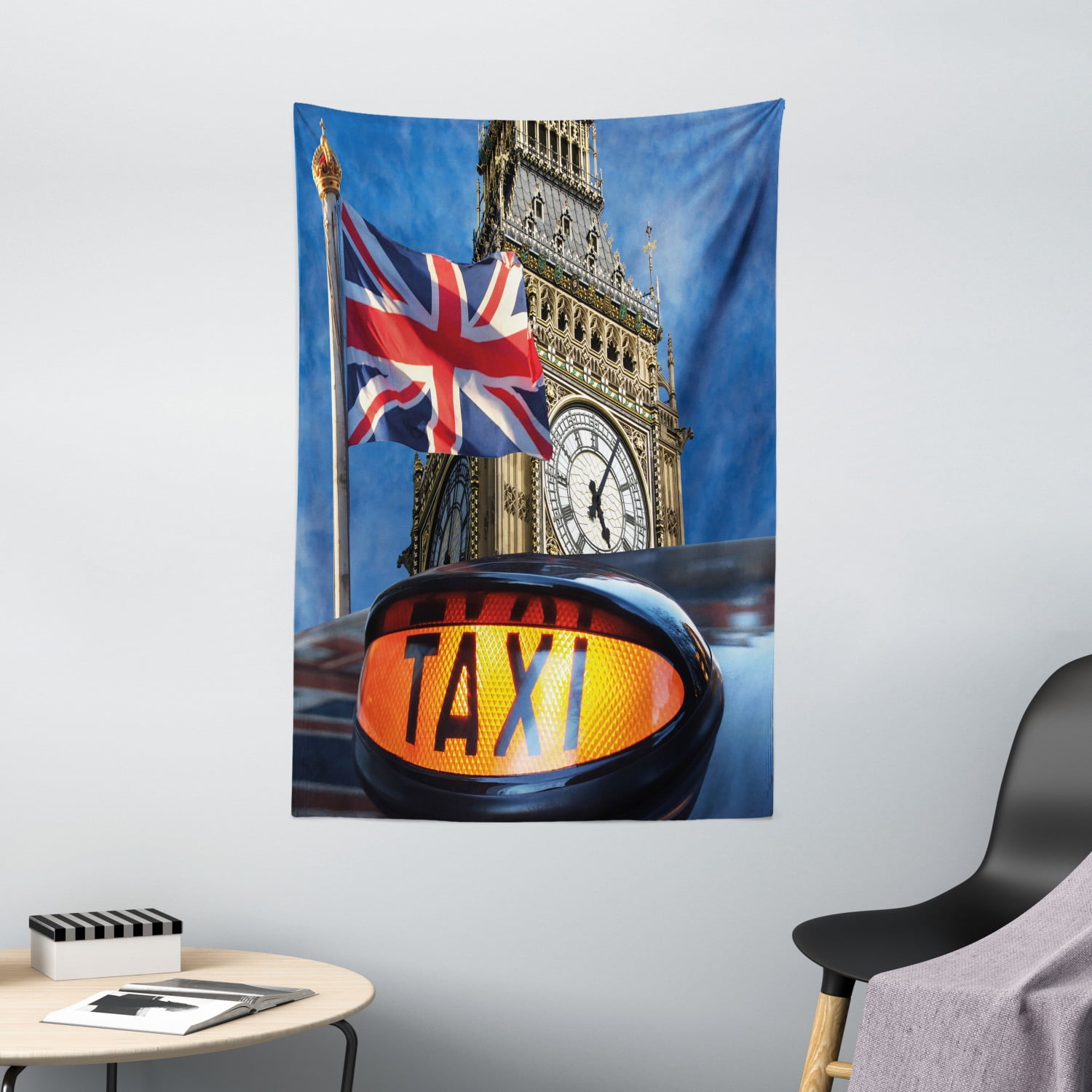 Union Jack Tapestry, Union Jack Flagon Pole and Big Ben Taxi Cab Urban ...