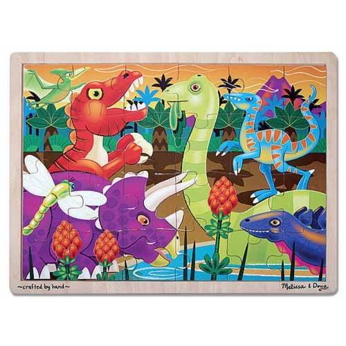 Melissa & Doug Prehistoric Dinosaurs at Sunset Wooden Jigsaw Puzzle (24 ...