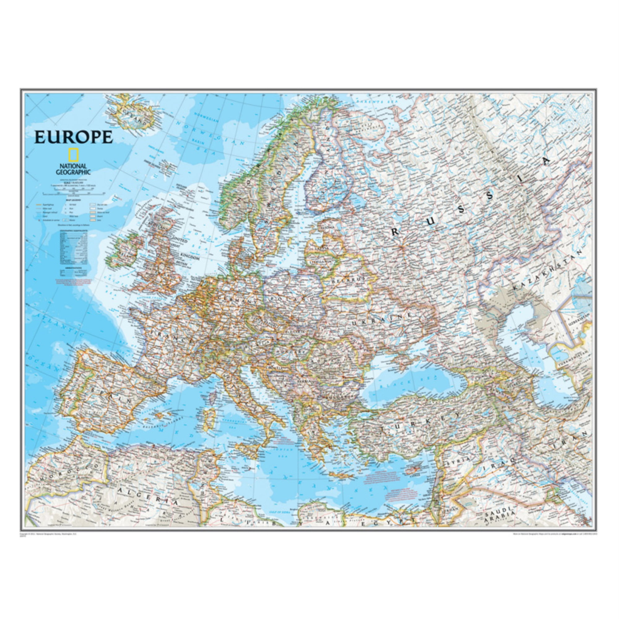 Europe Wall Map, 34" Width, 24" Length - Walmart.com