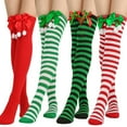 sentaili Bow Christmas Long Socks Overknee Women Holiday Christmas ...