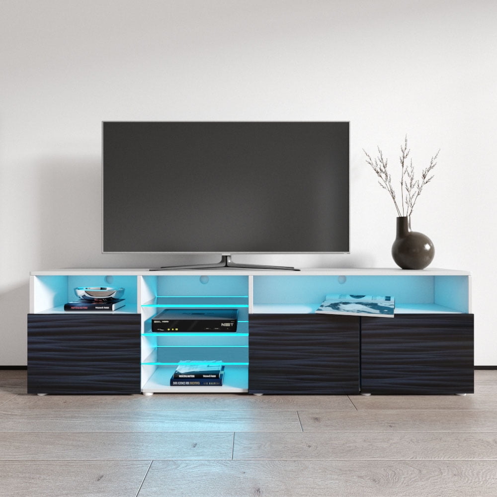 Roma TV Stand for TVs up to 90", Modern High Gloss 79" Entertainment ...