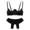 Iefiel Womens Lace Exotic Lingerie Set Unlined Shelf Bra With