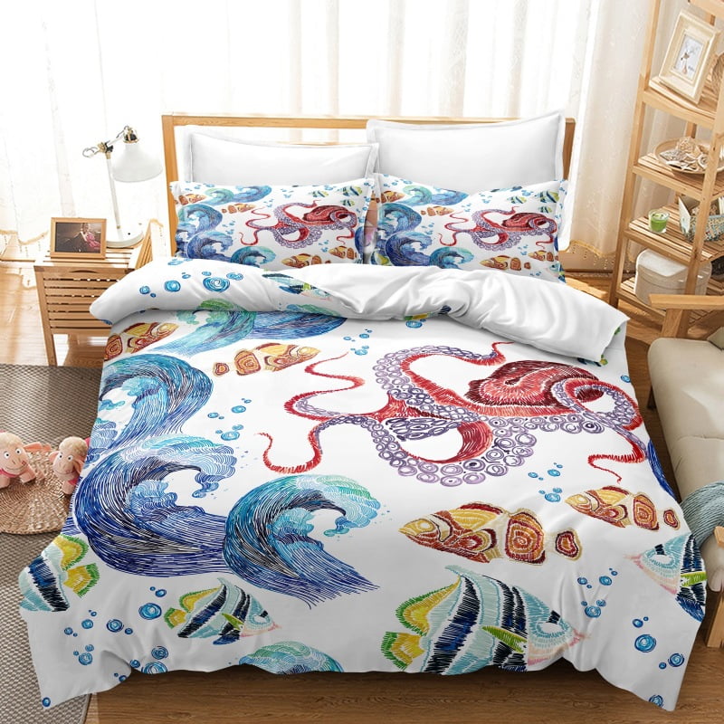 3D Printed Twin Size Comforter Bedding Set Marine Sea Animals Sealife ...