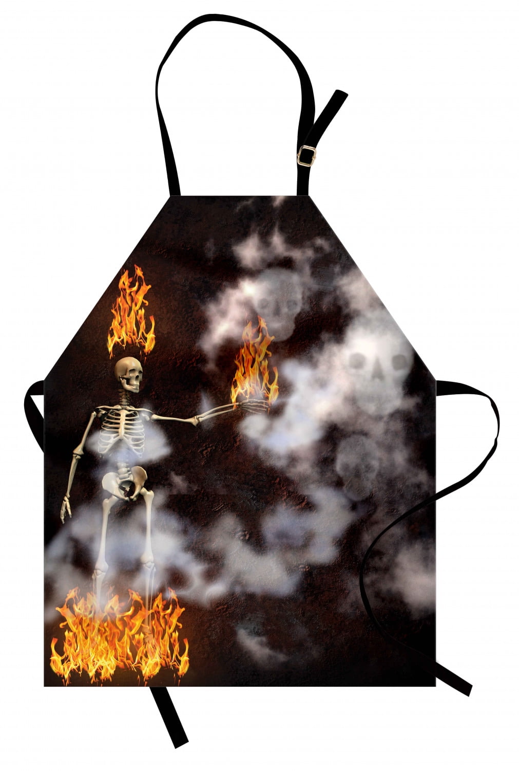 Skeleton Apron, Gothic Digital Art of Skull Body with Scary Smoke Print ...