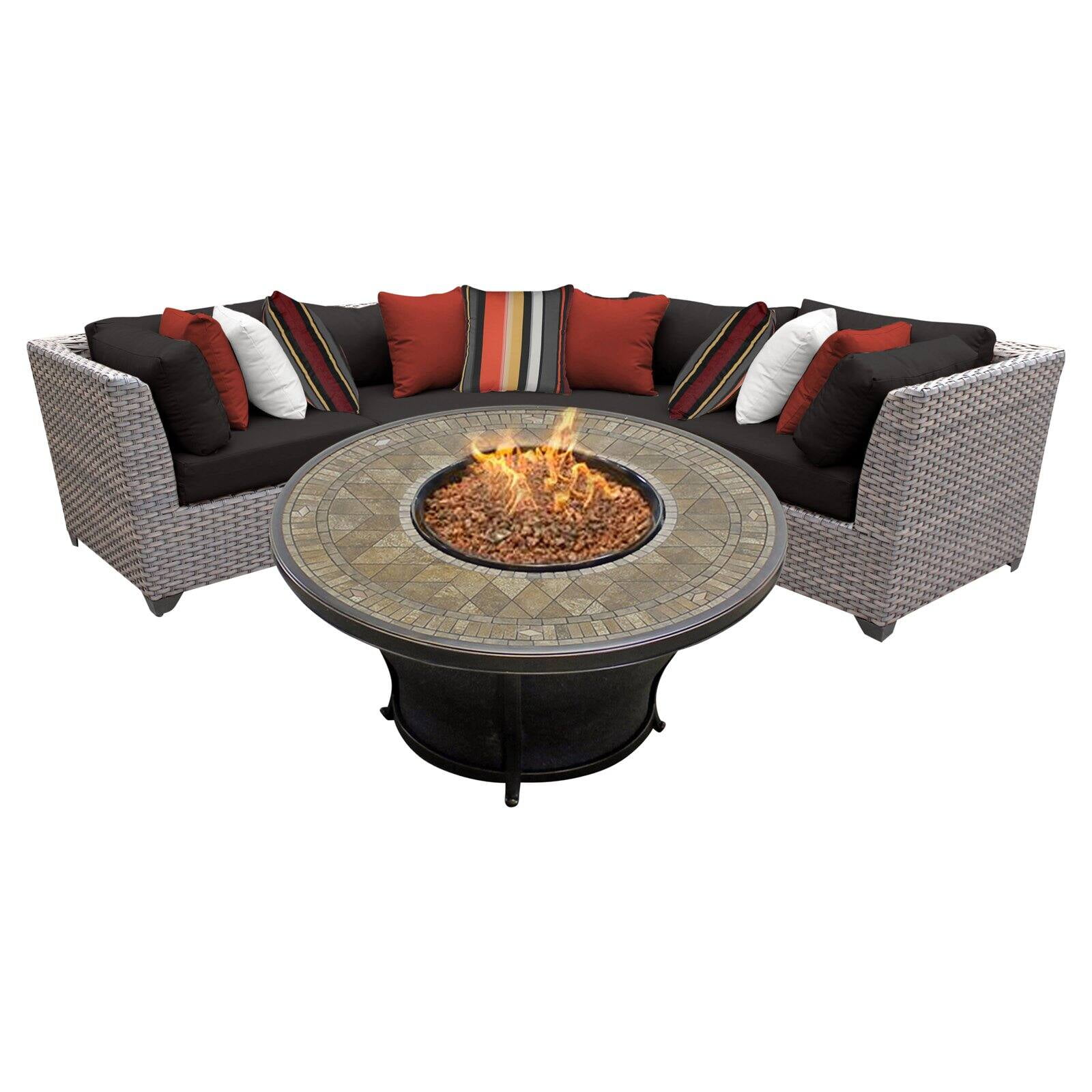 TK Classics Florence Wicker Patio Set with Balmoral Fire Pit Table ...