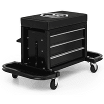 M-AUTO Adjustable Rolling Garage Stool, 350 lbs Capacity with Tool Tray ...