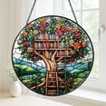 Blooming Book Tree Stained Glass Suncatcher Window Hanging, Floral ...