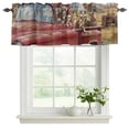 Farm Sheep Animal 2 Panels Kitchen Valance, Vintage Red Truck Daisy ...