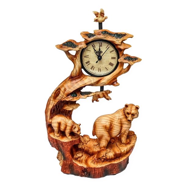 Wood Look BEAR FAMILY Pendulum Desktop Clock, by Slifka - Walmart.com