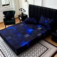 3PCS Cool Technology Digital Printing Material Plaid Fitted Sheet(1pc ...