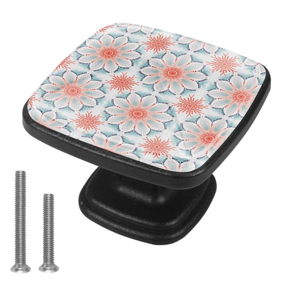 4 Pcs Cabinet Handle Drawer Pulls Boho Texture Knobs with Screws Square ...