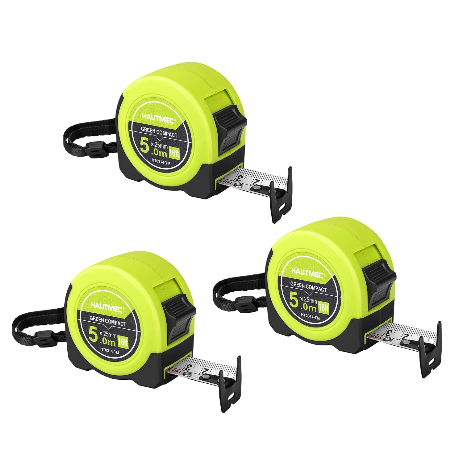 TRAHOO-3 Pack Tape Measure 16 FT with Fractions 1/8, Compact Measuring ...