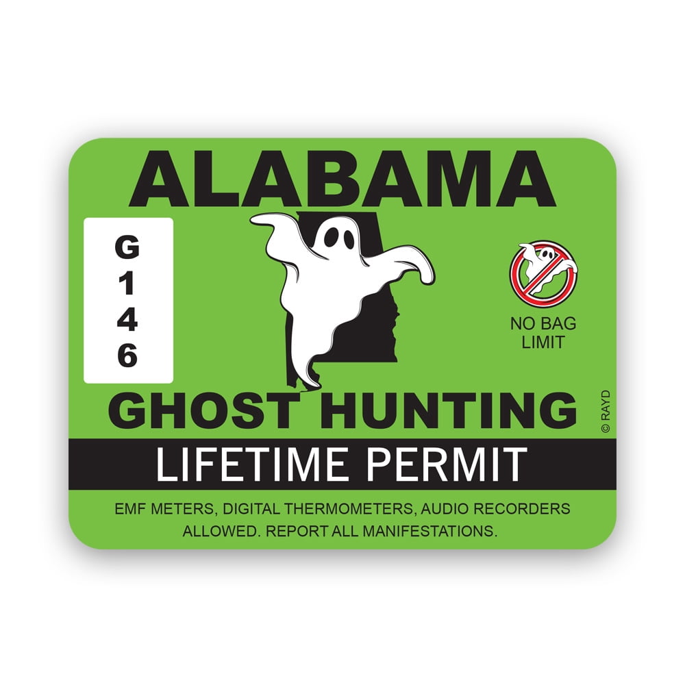 Alabama Ghost Hunting Permit Sticker Decal - Self Adhesive Vinyl ...