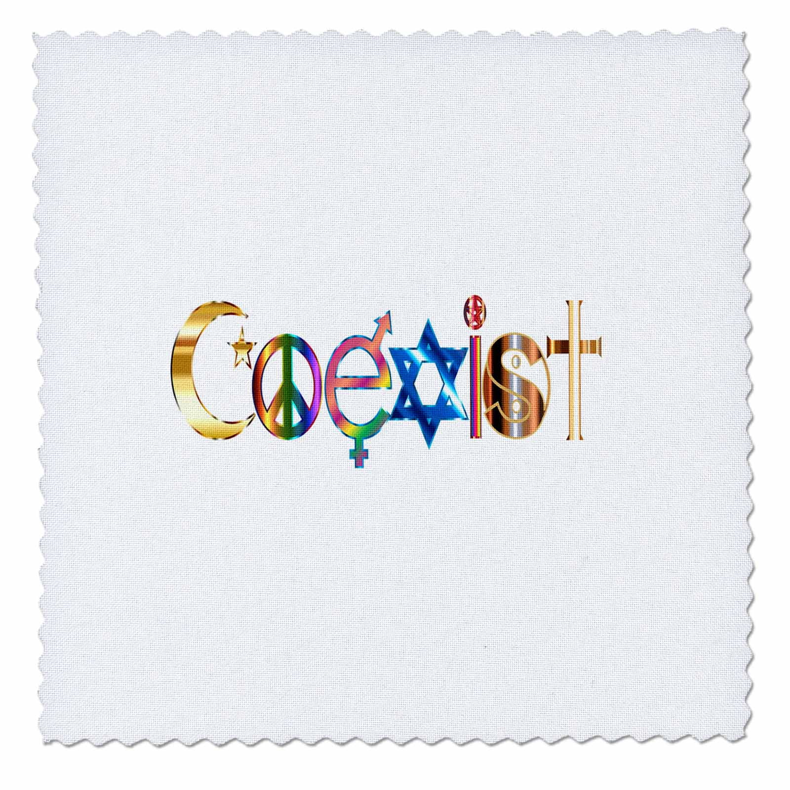 Image of Metallic Word Coexist With Religious Symbols 10x10 inch quilt ...