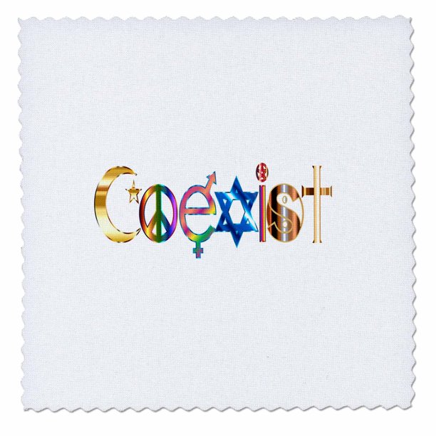 Image of Metallic Word Coexist With Religious Symbols 10x10 inch quilt ...