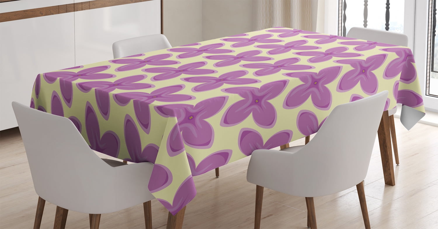 Mauve Decor Tablecloth, Big Fresh Flower Floret Buds Bouquet Motif ...
