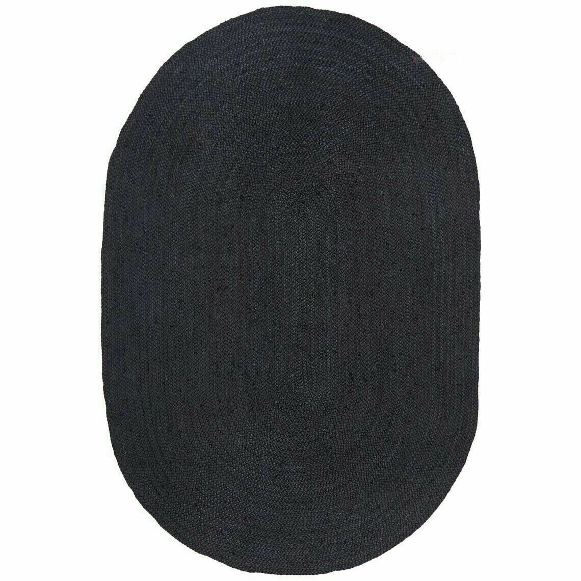 Handmade Braided Black Color Pure Jute Oval Shape Area Rugs ,Home Décor ...