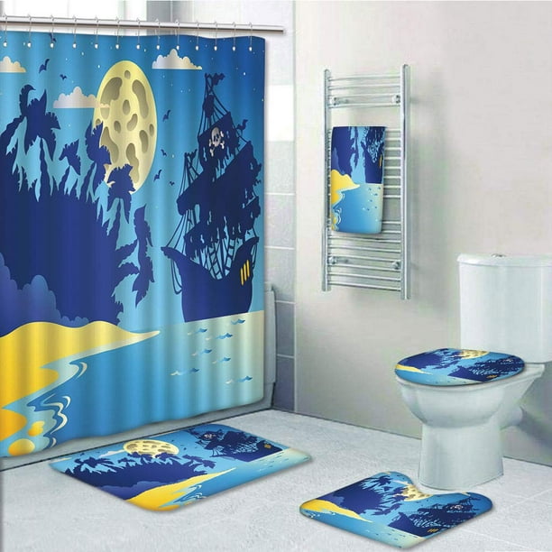 EREHome Pirate Night Seascape Pirate Ship Full Moon Filibuster ...