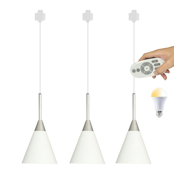 Kiven H Track Pendant Lightning with Remote Control, 3 Lights Dimmable ...