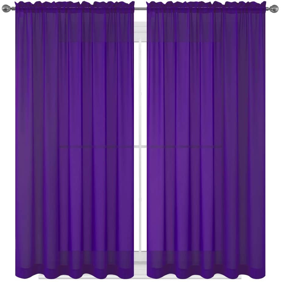 Dark Purple Drape/Panels/Scarves/Treatment Beautiful Sheer Voile Window ...