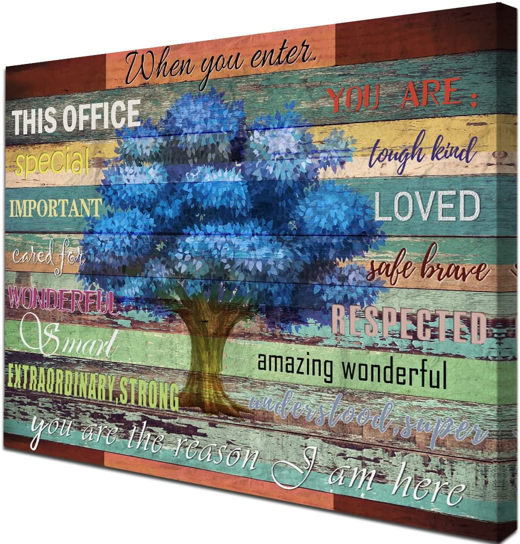 Inspirational Wall Art Office Motto Decor Quotes Colorful Tree Signs ...