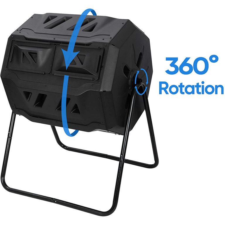 Electric Composter VEVOR 43 Gal Dual-Chamber Composter Tumbler Rotating ...