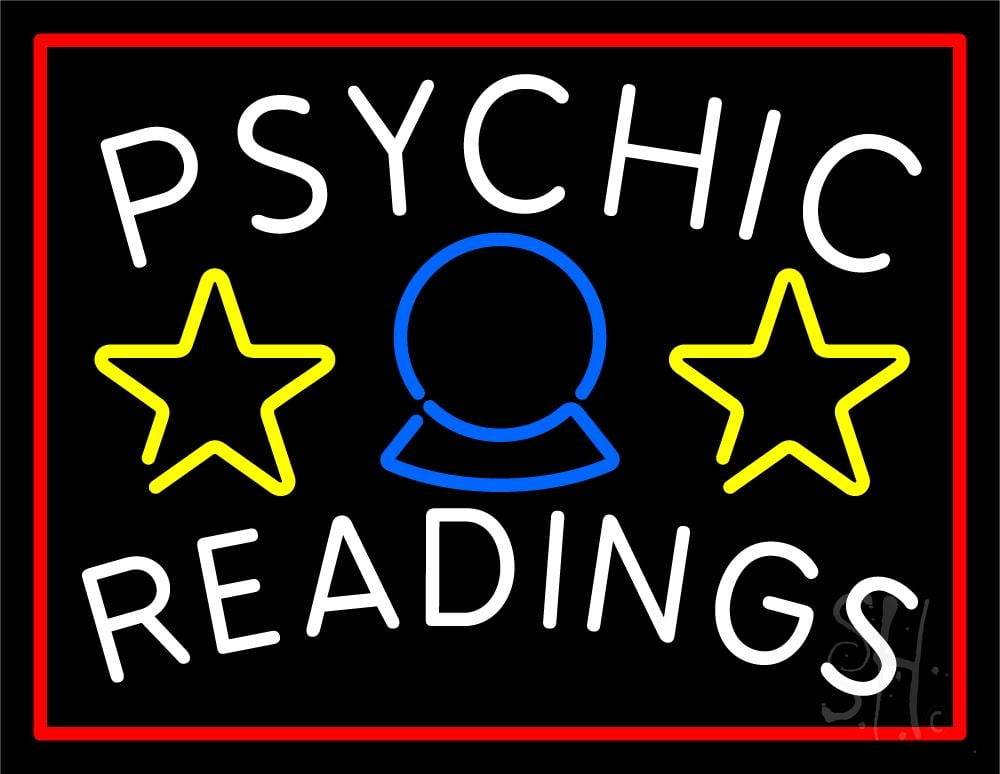 White Psychic Readings Red Border LED Neon Sign 15" Tall x 19" Wide ...