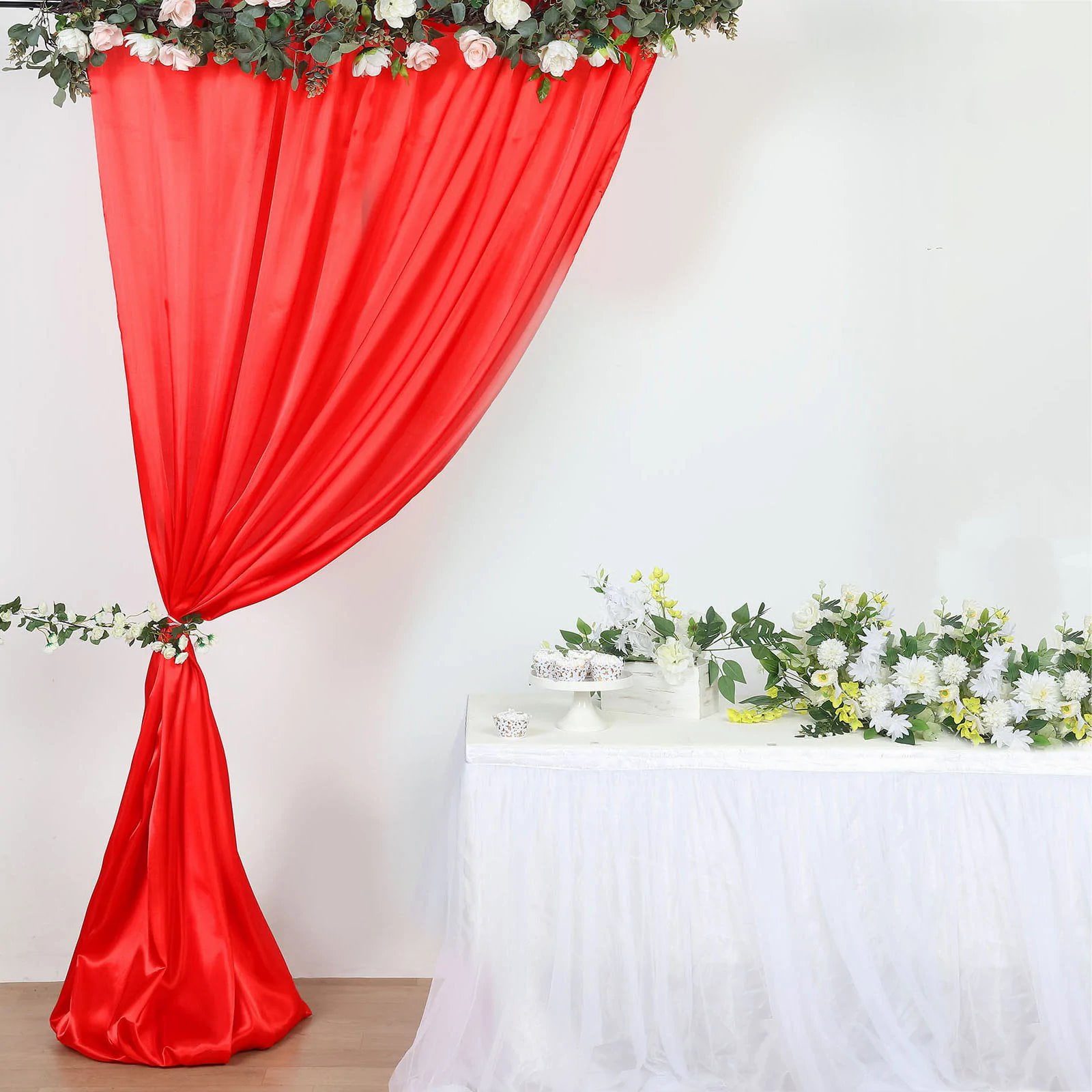 BalsaCircle 8x10 feet Red Satin Curtain Wedding Photography Backdrop ...