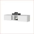 Floating TV Stand, Modern White Engineered Wood Wall Unit with 2 Doors ...